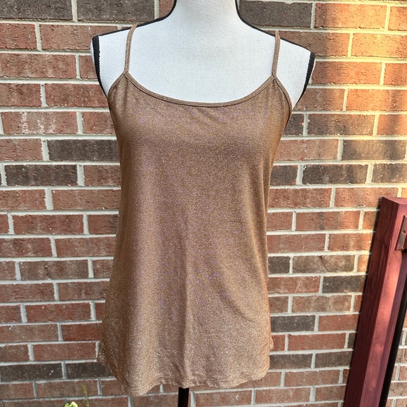 Tops | Bronze With Gold Shimmer Adjustable Tank Top Size Xl | Poshmark